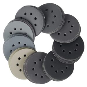 willstar 120pcs 5 inch 8 hole sanding discs, hook and loop sandpaper wet dry silicon carbide flocking sanding pads - 240/320/400/600/800/1000/1500/2000/3000 grit assorted sander sandpaper