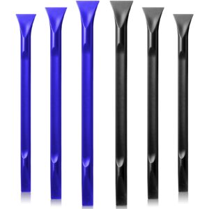 6 pieces non-scratch plastic scraper tool carbon fiber plastic scraper multi-purpose cleaning scraper tool for cleaning small and narrow spaces, glass, label, stickers, paint, food, etc.(blue, black)