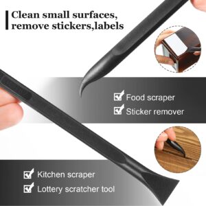 4 Pieces Non-Scratch Plastic Scraper Tool Carbon Scraper Small and Narrow Fiber Plastic Scraper Label Scraper Gum Scraper Multi-Purpose Easy for Tight Spaces, Crevices, Most Surfaces, Black