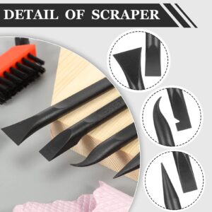 4 Pieces Non-Scratch Plastic Scraper Tool Carbon Scraper Small and Narrow Fiber Plastic Scraper Label Scraper Gum Scraper Multi-Purpose Easy for Tight Spaces, Crevices, Most Surfaces, Black