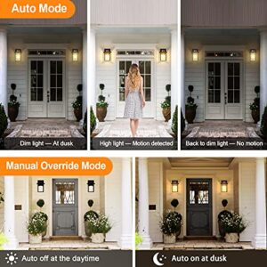 Upgraded Motion Sensor Outdoor Wall Lights, Dusk to Dawn Exterior Light Fixtures Wall Mount, Front Porch Light with Matte Black Finish, Anti Rust Wall Lamp Wall Lantern, Wall Sconce for Garage, House