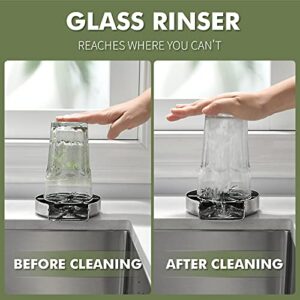 Eigso Metal kitchen sink glass rinser device, kitchen sink faucet glass rinsing device, bottle rinsing device, kitchen sink accessories, stainless steel anti-rust, brushed nickel