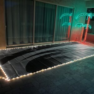 Stylish Camping L158181WL 8-feet by 18-feet LED Illuminated Patio Mat - Outdoor Patio Black/White RV Camping Mat