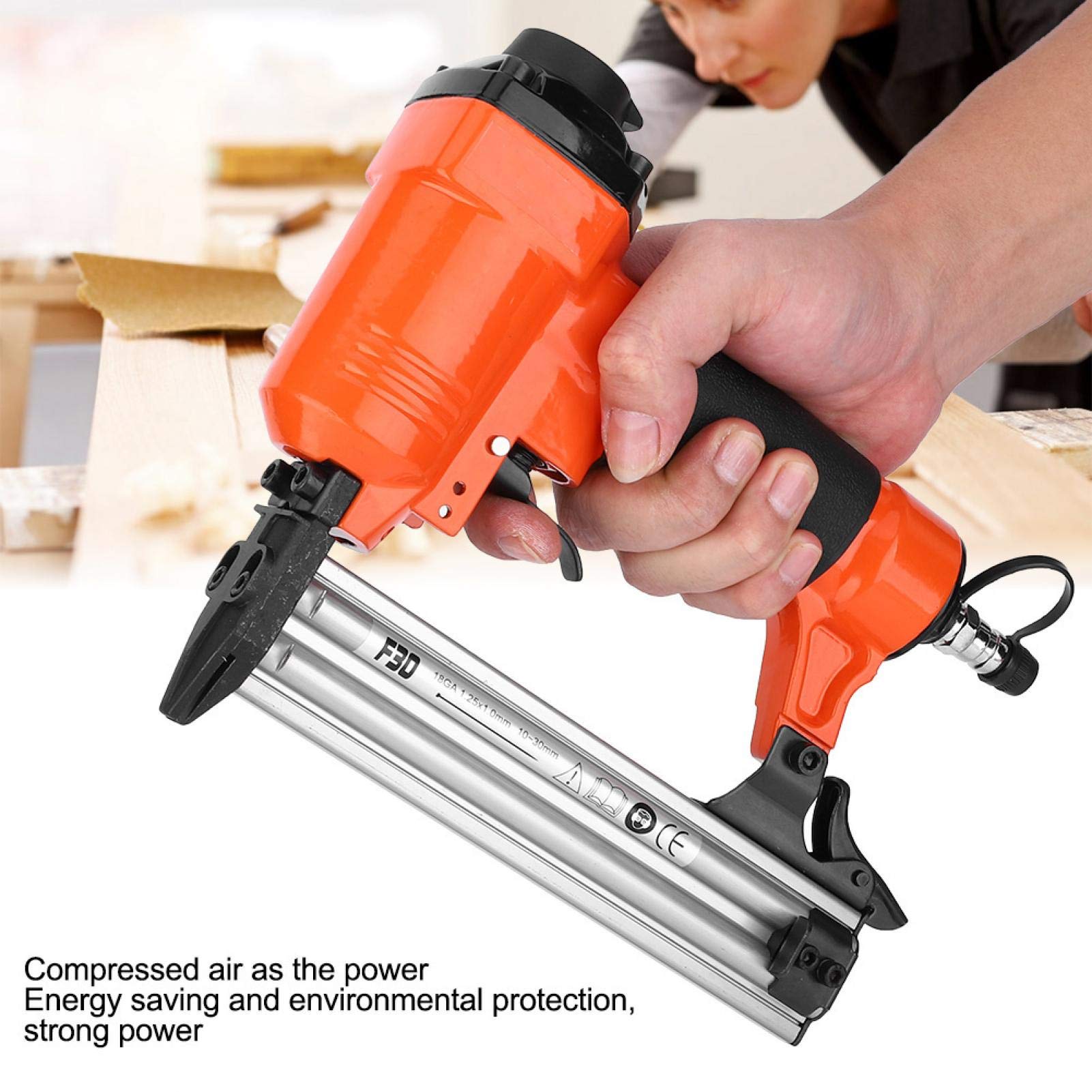 Air Nailer, Professional 0.4-0.7mpa Air Brad Nailer, Industrial Pneumatic Nail Gun for Industry Pneumatic Staple Gun 10-30mm Straight Nails