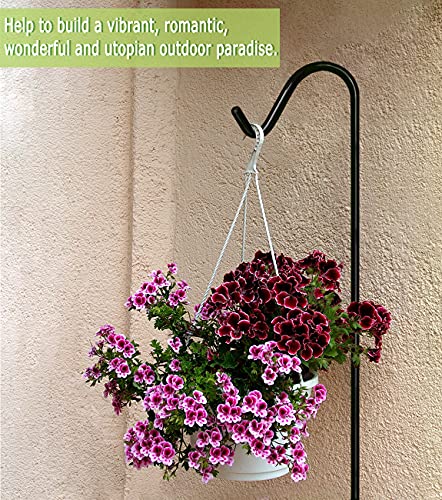 Garbuildman 76 Inch Tall Shepherd Hooks with 5-Forked Base, Adjustable Heavy Duty Bird Feeder Pole Stand Hanger for Outdoor, Shiny Black, 1 Pack