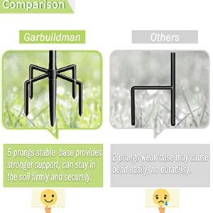 Garbuildman 76 Inch Tall Shepherd Hooks with 5-Forked Base, Adjustable Heavy Duty Bird Feeder Pole Stand Hanger for Outdoor, Shiny Black, 1 Pack