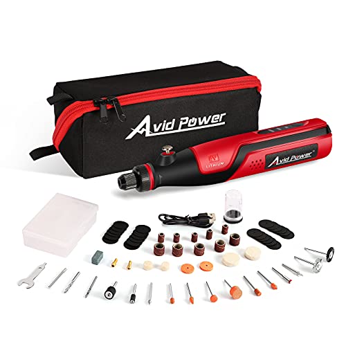 AVID POWER 4V Cordless Rotary Tool with 62Pcs Rotary Accessories Kit, Rechargeable Rotary Tool for Light-duty Crafting, 3-Speed for Carving, Engraving, Sanding and Pets Nail Trimming