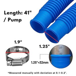 IDEASURE Pool Pump Replacement Hose, 1.25 x 41 Inch for compatible with Intex Filter Pump 607, 637 and 32mm Above Ground Pools include 6 Hose Clamps, Replace for compatible with Intex Hose