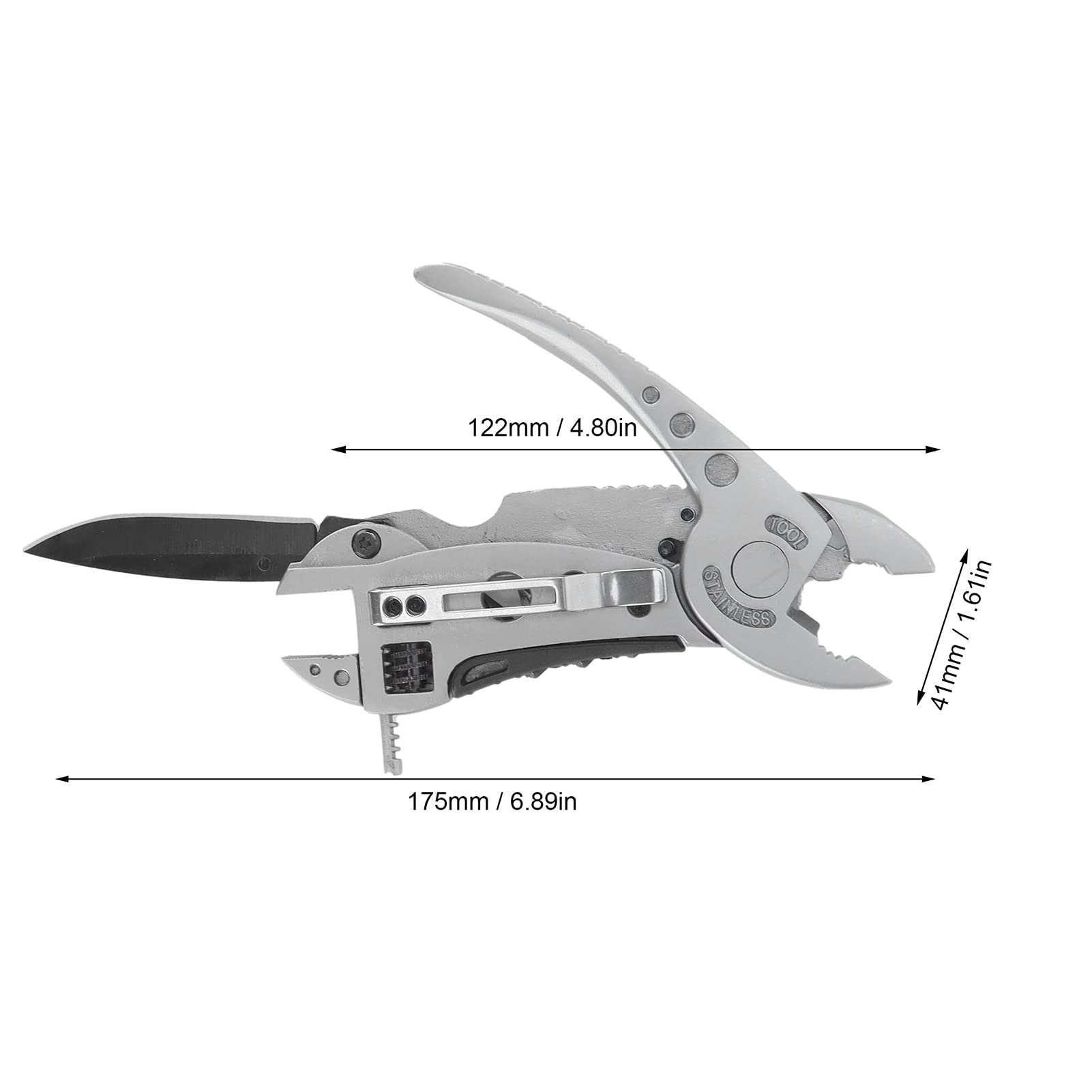 AUNMAS Wrench Multi Tool Handy Pocket Multitool wrench Knife Tool, Adjustable Wrench Screwdriver Bits Pliers Survival Emergency Gear Assembly