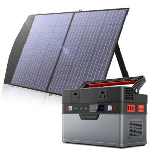 allpowers mini portable power station 700w, 606wh/110v/164000mah backup battery power supply with portable solar panel 100w, foldable solar panel charger for home use camping emergency