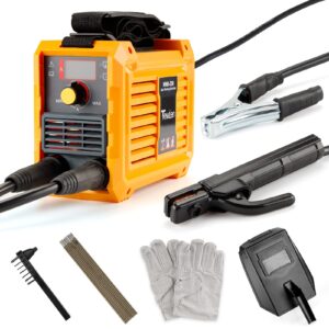 250amp mma welder, tewlen arc welding machine kit, portable 110v igbt digital display lcd hot start welder electric welder machine with electrode holder,earth clamp,mask,brush,welding rods,gloves