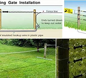 QMARK Electric Fence Gate Kit, Electric Fence Handle Set, Spring Gate Handle Set with 16 feet Tension Spring 2 Corner Ends 1 Black Handle(2 Pack)