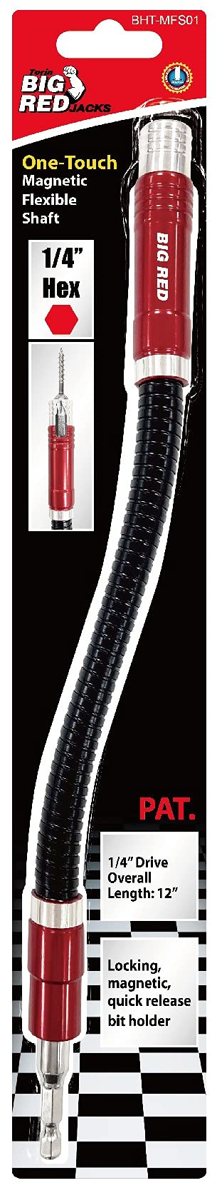 BIG RED BHT-MFS01 Torin 12 Inch Flexible Drill Extension Shaft, 1/4" Hex Shank, Magnetic Quick Release Screwdriver Bit Holder