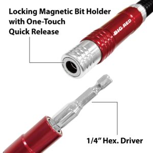 BIG RED BHT-MFS01 Torin 12 Inch Flexible Drill Extension Shaft, 1/4" Hex Shank, Magnetic Quick Release Screwdriver Bit Holder