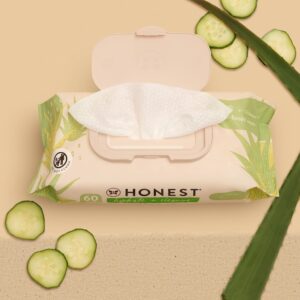 The Honest Company Hydrate + Cleanse Benefit Wipes | Cleansing Multi-Tasking Wipes | 99% Water, Plant-Based, Hypoallergenic | Aloe + Cucumber, 60 Count