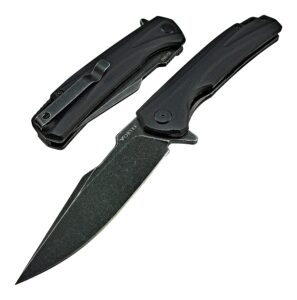 vortek dropshot edc folding pocket knife: ball bearing pivot, 8cr13mov blade, deep carry pocket clip, smooth fast everyday