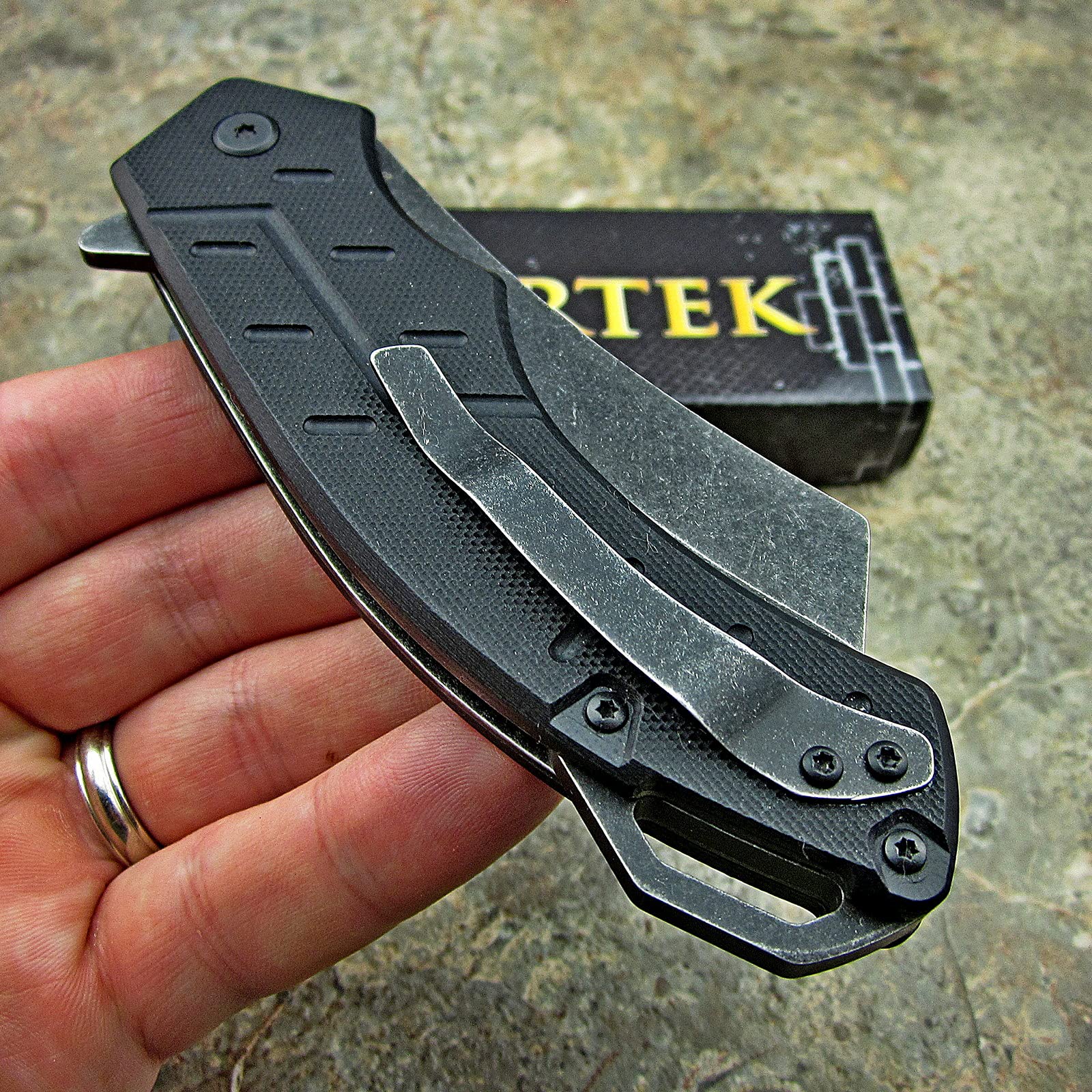 VORTEK Pocket Cleaver Knife: Ball Bearing Pivot, 8Cr13MoV Razor Sharp Cleaver Blade, Ultra Smooth Opening, Non-Slip G10 Handles, Heavy Duty Construction Built Tough