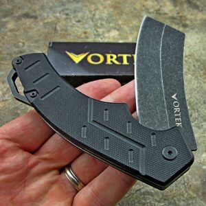 VORTEK Pocket Cleaver Knife: Ball Bearing Pivot, 8Cr13MoV Razor Sharp Cleaver Blade, Ultra Smooth Opening, Non-Slip G10 Handles, Heavy Duty Construction Built Tough