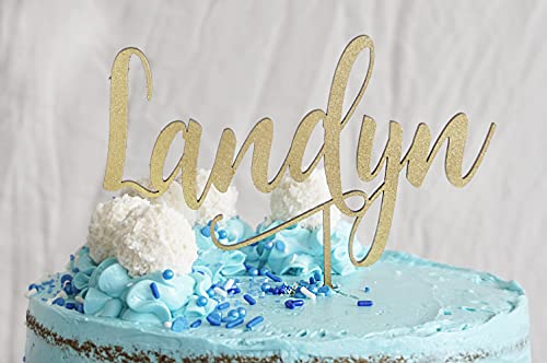 Name Birthday Cake Topper | Custom Cake Topper Personalized | Gold, Silver, Rose Gold, & Wood Cake Topper