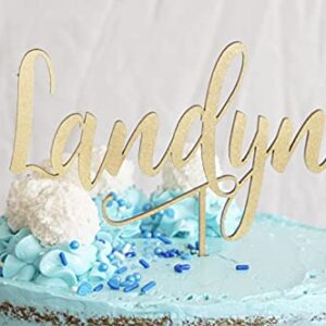 Name Birthday Cake Topper | Custom Cake Topper Personalized | Gold, Silver, Rose Gold, & Wood Cake Topper