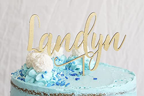 Name Birthday Cake Topper | Custom Cake Topper Personalized | Gold, Silver, Rose Gold, & Wood Cake Topper