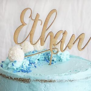 Name Birthday Cake Topper | Custom Cake Topper Personalized | Gold, Silver, Rose Gold, & Wood Cake Topper