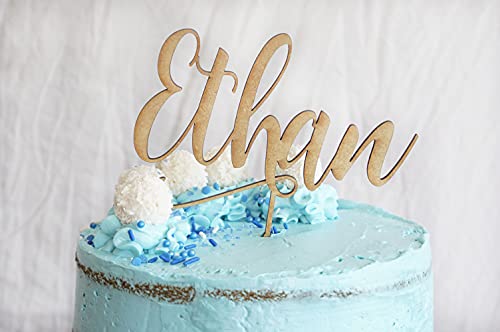 Name Birthday Cake Topper | Custom Cake Topper Personalized | Gold, Silver, Rose Gold, & Wood Cake Topper