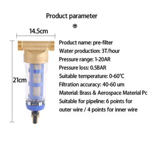 CJGS Pre-Filter Filter, Water Pre-Filter Sediment Filter - Spin Down Sediment Water Filte for Whole House Reusable Spin Down Sediment Filter System 40 Micron High-Precision Filtration