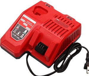 felihogar m12 & m18 12v/18v multi-voltage rapid battery charger replacement for milwaukee 48-59-1812, compatible with milwaukee m18 18v and m12 12v li-ion battery 48-11-1862 48-11-1880 48-11-2401