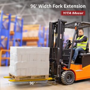 YITAMOTOR Pallet Fork Extension 96 Inch Length 6.5 Inch Width, Heavy Duty Steel Pallet Extensions for Forklift Truck, Yellow