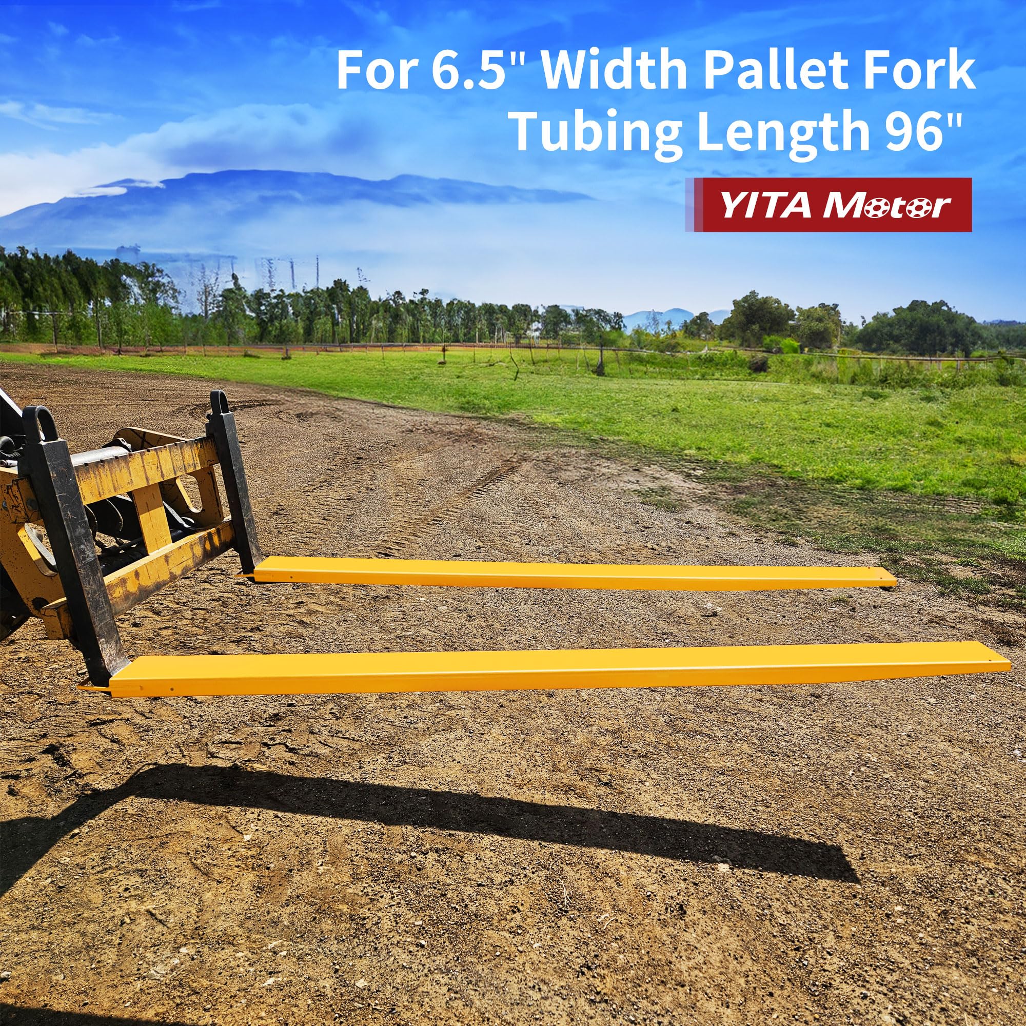 YITAMOTOR Pallet Fork Extension 96 Inch Length 6.5 Inch Width, Heavy Duty Steel Pallet Extensions for Forklift Truck, Yellow