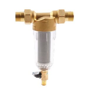 reusable spin down sediment water filter,copper pre - filter with meter whole house front water purifier household - backwash, tap water stainless steel mesh 40 micron fine filter