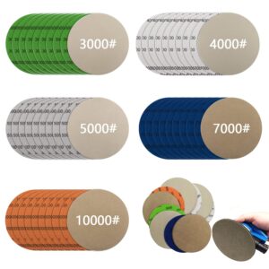 sanding disc sandpaper, 5 inch hook & loop sandpaper, 3000 4000 5000 7000 10000 grit sandpaper,round silicon carbide high grit wet dry sand paper for orbital sander auto, wood or metal polishing