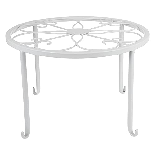 Cabilock 1pc Flower Pot Stand Metal Plant Round Wrought Iron Plant Stands Iron Flower Pot Plant Stand Rack Outdoor Plant Shelf Vintage Plant Stand White Potted Plant Office Metallic line