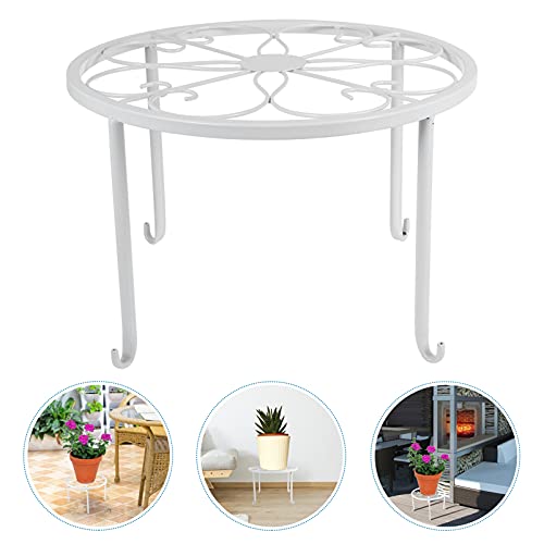 Cabilock 1pc Flower Pot Stand Metal Plant Round Wrought Iron Plant Stands Iron Flower Pot Plant Stand Rack Outdoor Plant Shelf Vintage Plant Stand White Potted Plant Office Metallic line