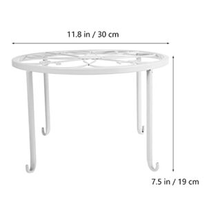 Cabilock 1pc Flower Pot Stand Metal Plant Round Wrought Iron Plant Stands Iron Flower Pot Plant Stand Rack Outdoor Plant Shelf Vintage Plant Stand White Potted Plant Office Metallic line