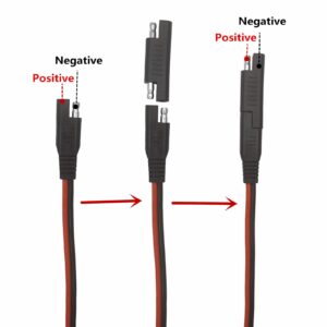 AEISVIK SAE to SAE Connector Extension Cable - 4ft 12V-24V Battery Charging Cord with Dust Cap 2 Pin Quick Connect Disconnect Plug DC Connection for Camp Trailer Solar Panels