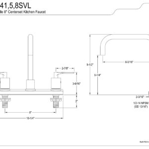 Kingston Brass FB2141SVL Serena 8" Centerset Kitchen Faucet, Polished Chrome