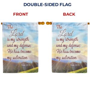 America Forever Bible Verse House Flag - 28 x 40 inch -Exodus 15:2 The Lord is My Salvation - Christian Quotes Religious Outdoor Yard Decorative Inspirational Faith Flag