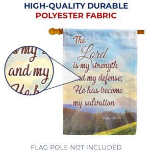 America Forever Bible Verse House Flag - 28 x 40 inch -Exodus 15:2 The Lord is My Salvation - Christian Quotes Religious Outdoor Yard Decorative Inspirational Faith Flag