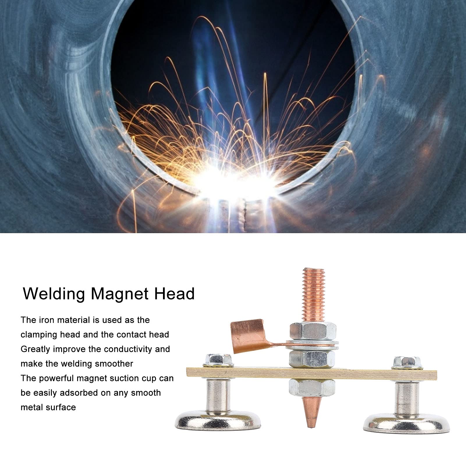 Welding Magnet Head, Double Ground Connector, Easy To Disassemble, For Site Welding