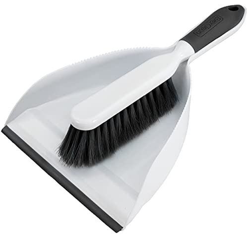 EVERCLEAN Dustpan & Brush Set - Professional Grade Ergonomic Brush Design & Soft Molded Lip for Maximum Efficiency - Black/White (6670-BLK)