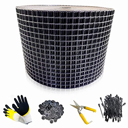 SAMU Critter Guard 8in x 100ft Premium Solar Panel Squirrel Barrier with 100 Nylon Plastic Fastener Clips - Wire Mesh Panels PVC Coated Galvanized Steel Solar Panel Bird Wire Screen Protection