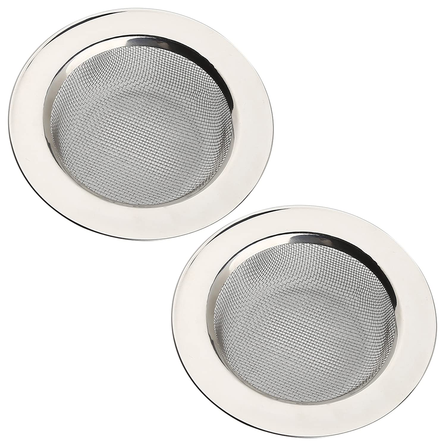 2 PCS Stainless Steel Kitchen Sink Strainer 4.5" Diameter, Metal Fine Mesh Kitchen Sink Strainer, Wide Rim Perfect for Most Sink Drains, Rust Free, Thicken Edge