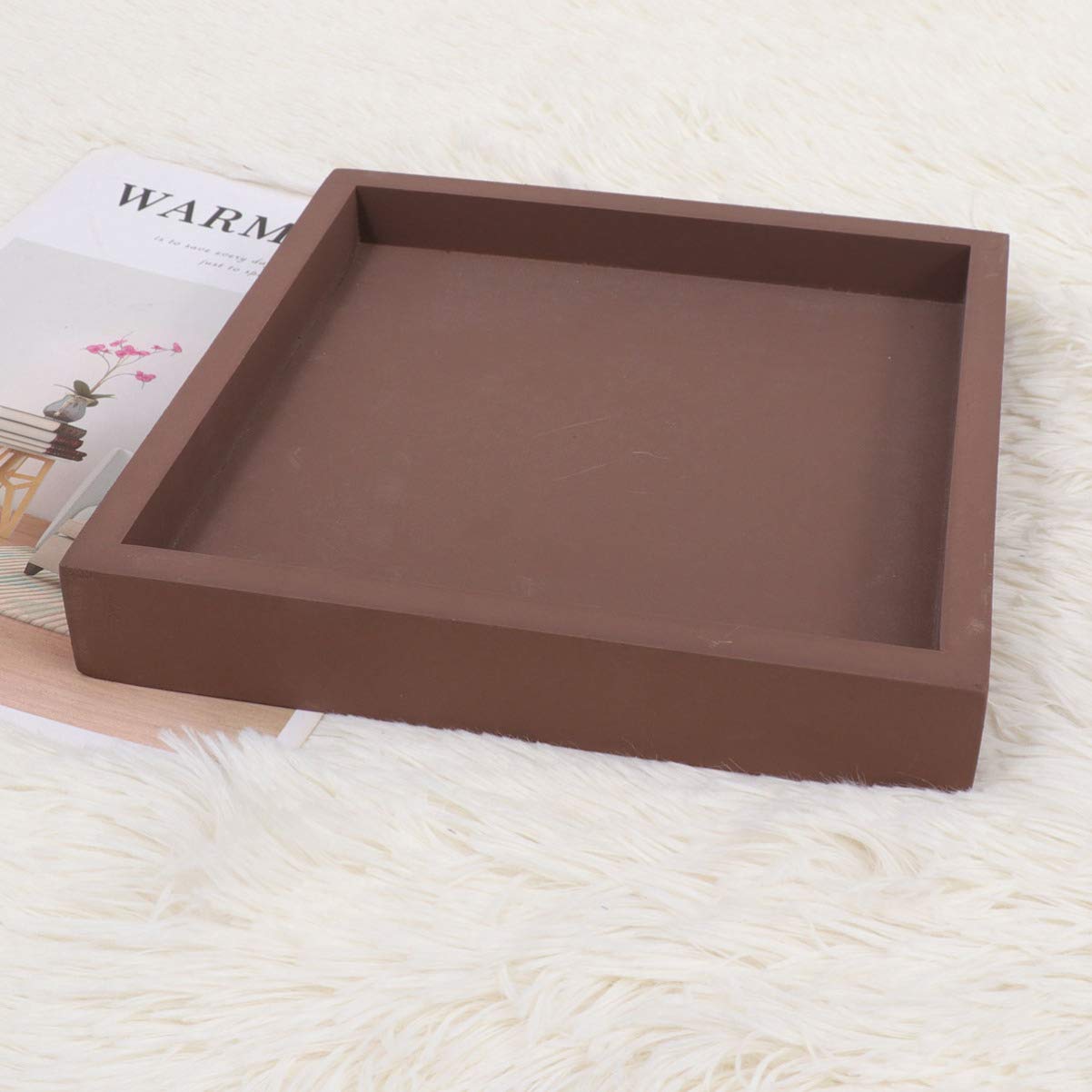 Happyyami Square Imitation Cement Planter Tray Potted Plant Saucers Small Plant pots Saucer 12 inch pots for Plants Planter pots for Indoor Plants Planter Potting Tray Rectangle