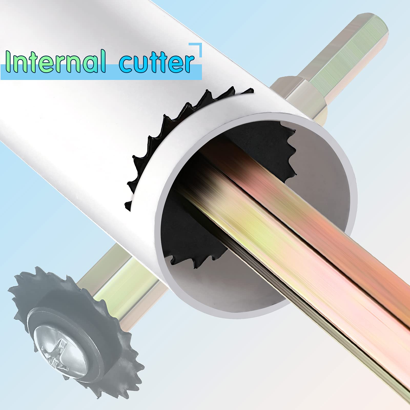 PVC Pipe Inside Cutter Plumbing Inside Cutter Internal Plastic Pipe Cutter with Grinding Wheel for Plastic Pipe Cutting Replacement (Classic Color)