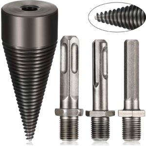 shank firewood drill bit, wood splitter drill bit, 4pcs removable splitter/drill bit, hex+square+round (42mm)