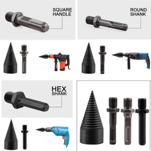 Shank Firewood Drill Bit, Wood Splitter Drill Bit, 4Pcs Removable Splitter/Drill bit, Hex+Square+Round (42mm)