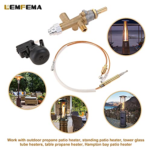 Lemfema Propane Gas Patio Heater Repair, Replacement Parts for Thermocouple Sensor & Dump Switch Controls Safety Kit,Main Control Valve with Pilot Port Kit