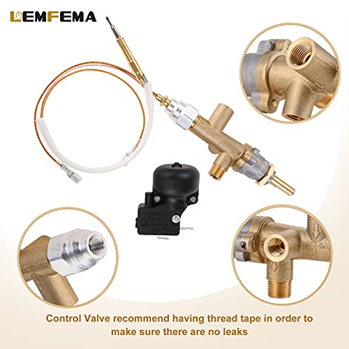 Lemfema Propane Gas Patio Heater Repair, Replacement Parts for Thermocouple Sensor & Dump Switch Controls Safety Kit,Main Control Valve with Pilot Port Kit